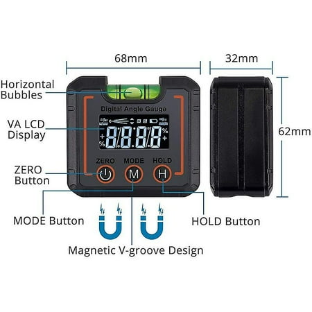 Digital Lcd Inclinometer With Horizontal Bubbles, Protractor Inclined ...