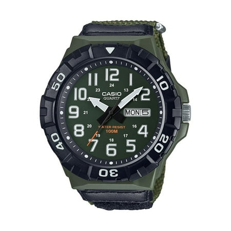 Casio - Casio Men's Large Dial Analog Sport Watch with Green Nylon ...