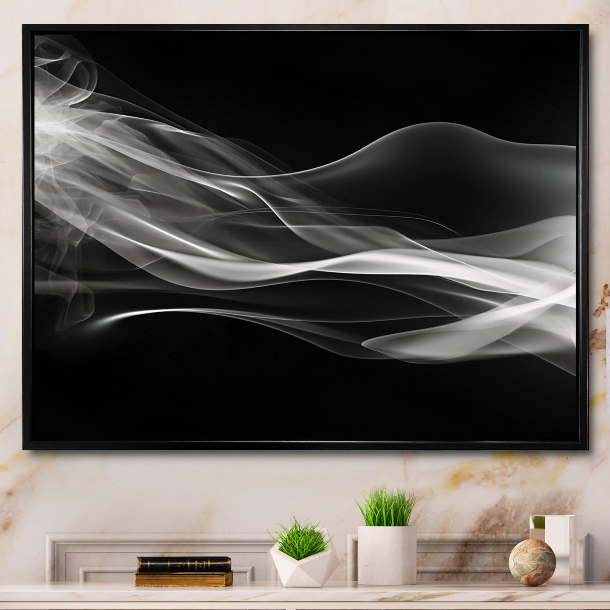 Click here for Designart Black Modern Black Framed Wall Art  Wave... prices