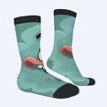 2 Pairs Whimsical Teal Socks with Cartoon Face Design & Abstract ...