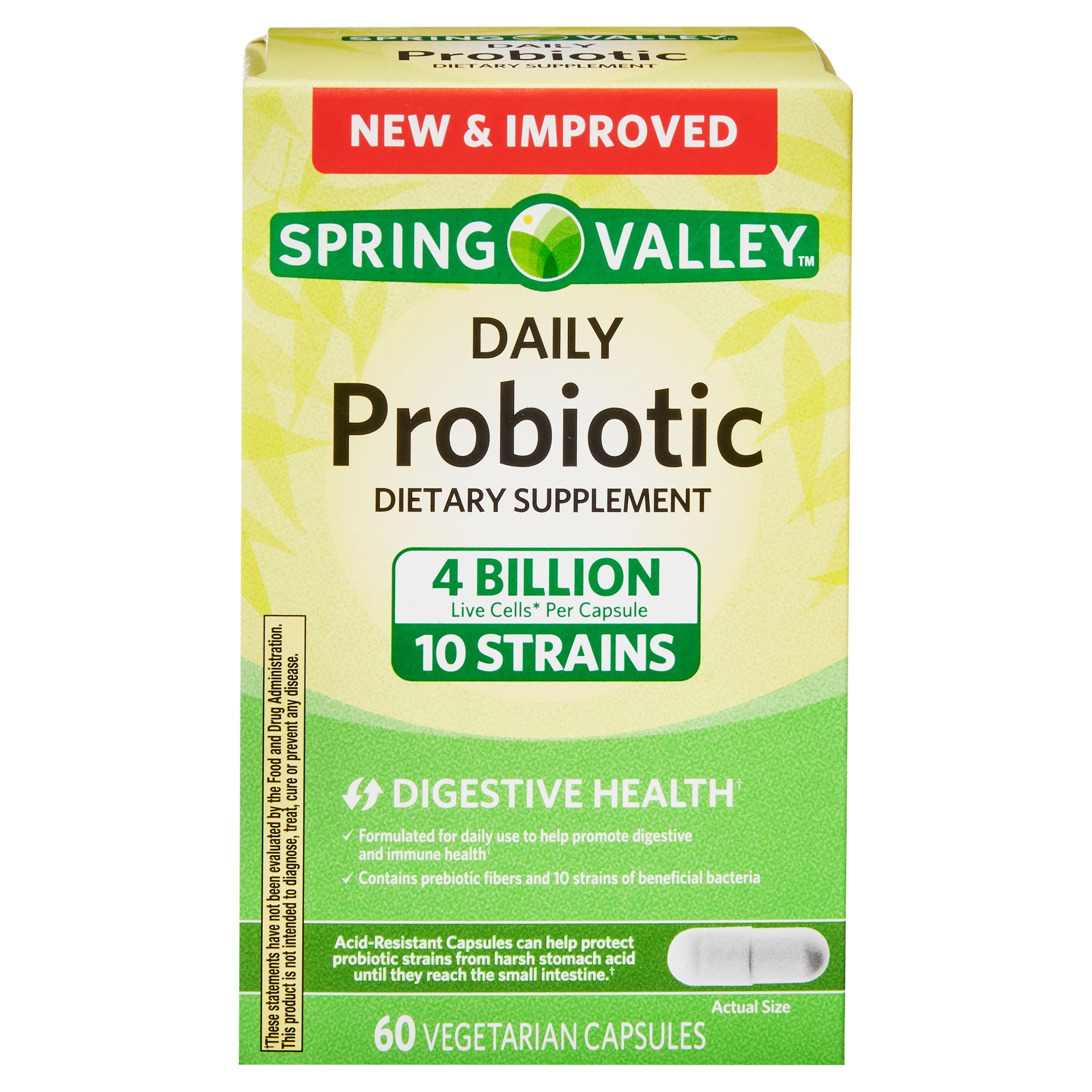 Spring Valley Daily Probiotic Dietary Supplement, 60 Vegetarian ...