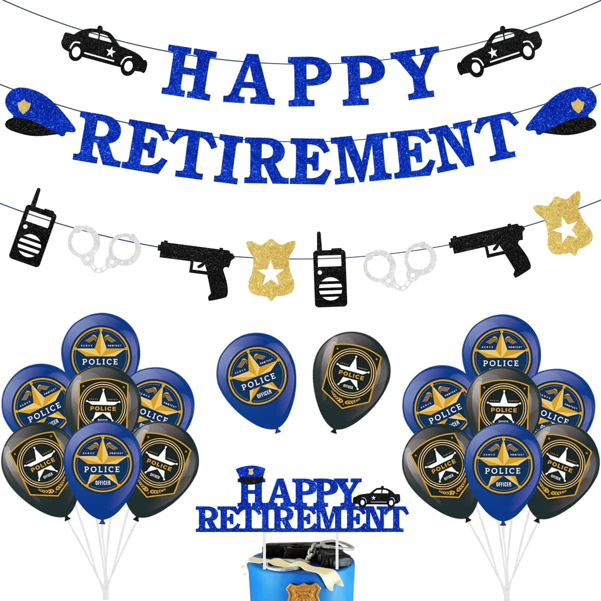 Police Retirement Party Decorations, Navy Blue Black Police Retirement ...