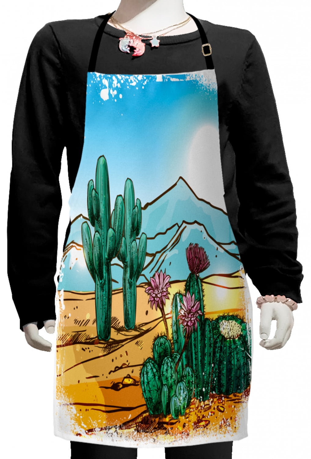 Cactus Kids Apron, Vector Image with Cartoon Design Cactus Flowers ...