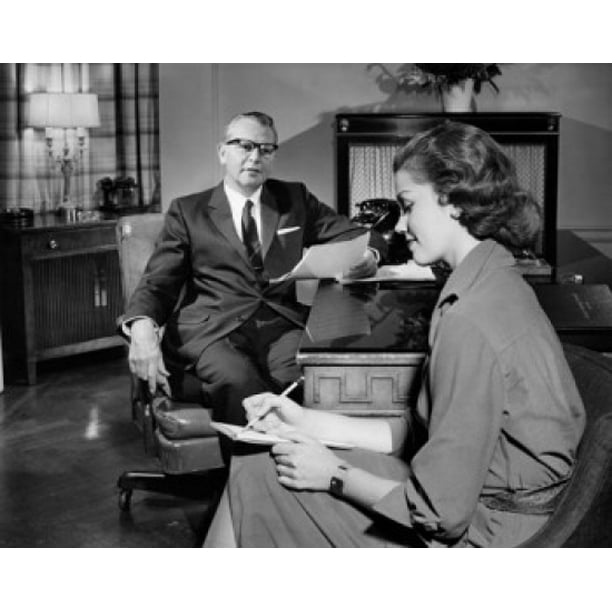 Businessmen Dictating To His Secretary Poster Print 18 X 24