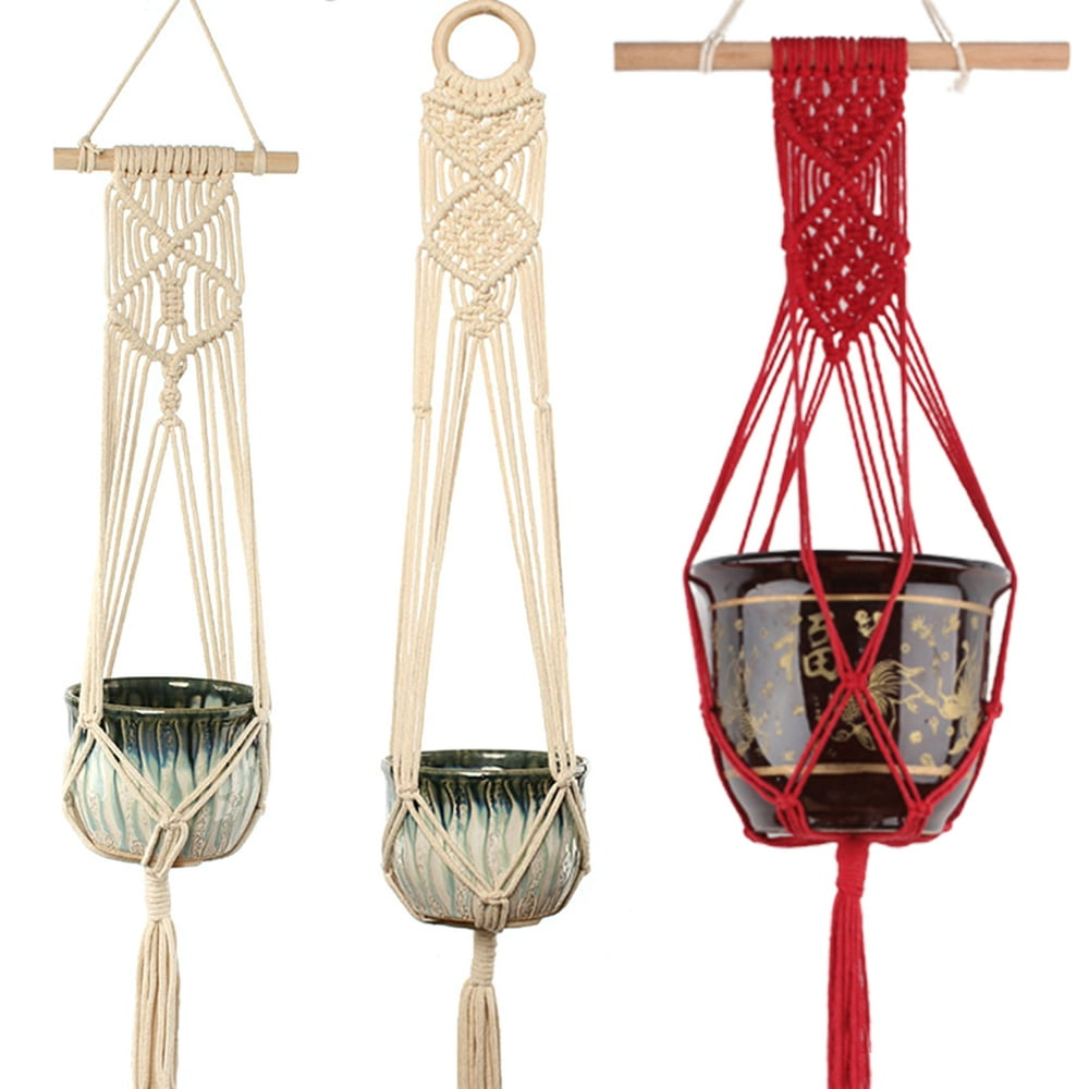 Windfall Plant Hanger Indoor Hanging Planter Basket with Wood Beads ...