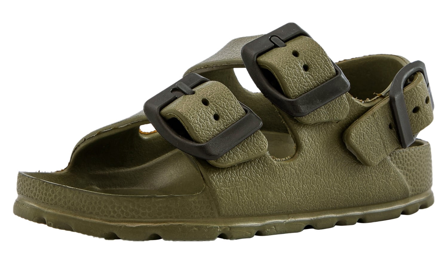 Brown Oak Kids Comfort Slides Adjustable Double Buckle EVA Sandal ...