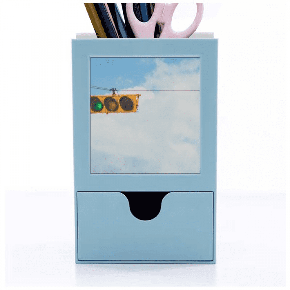 Blue White Sky Red Green Desk Supplies Organizer Pen Holder Card ...
