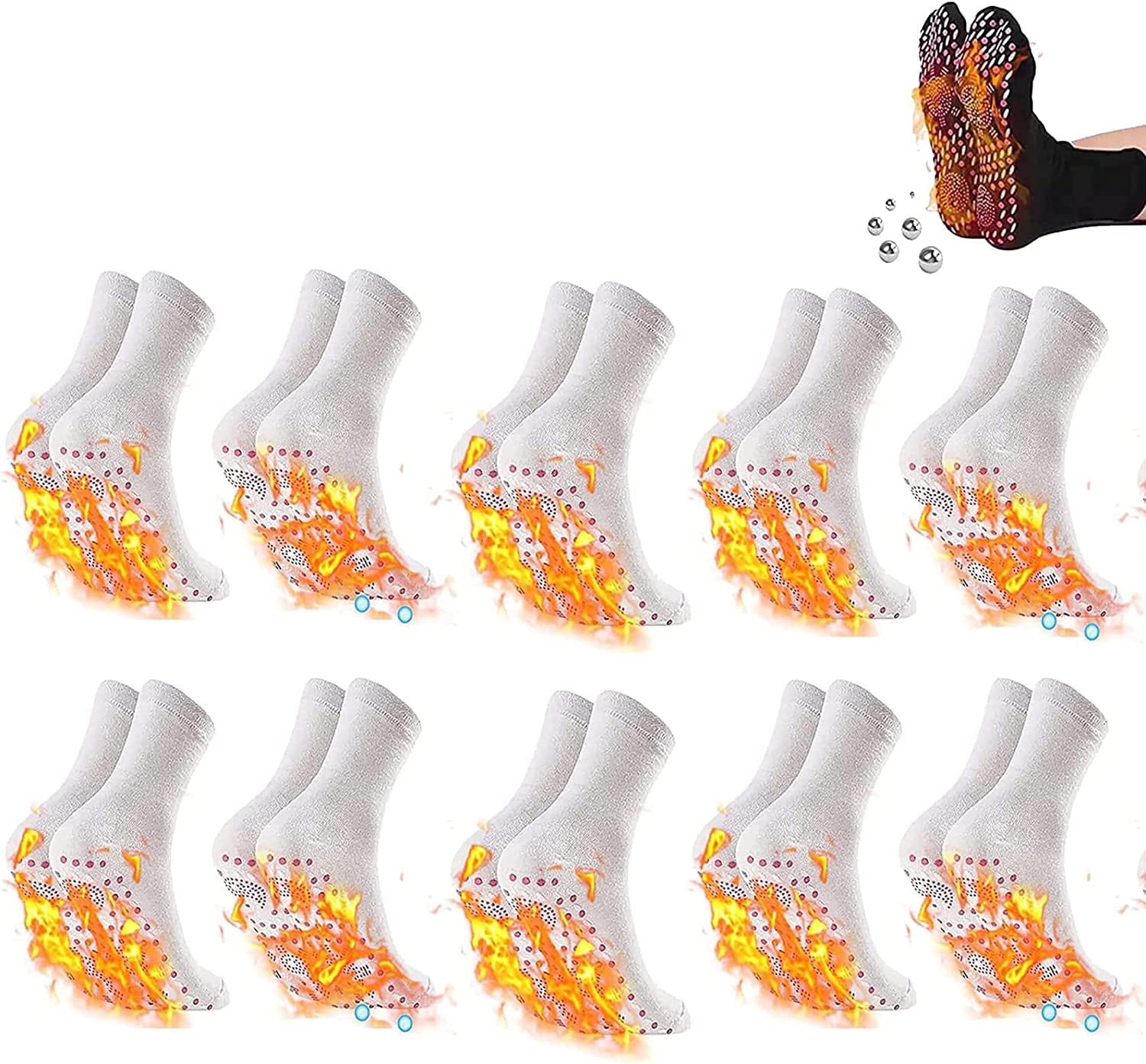 10Pairs Tourmaline Acupressure Self-Heating Shaping Socks, Tourmaline ...