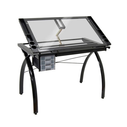 Studio Designs Futura Metal and Glass Drawing/Drafting Table with ...