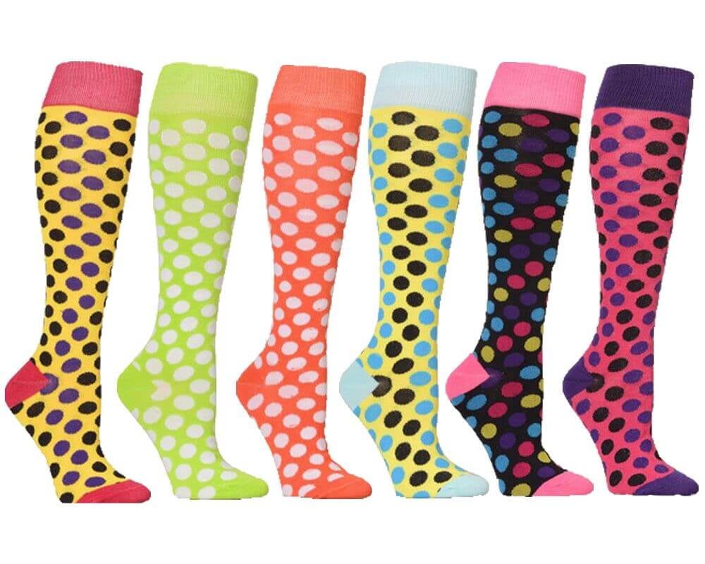 6 Pairs Women's Fancy Design Multi Colorful Patterned Knee High Socks ...