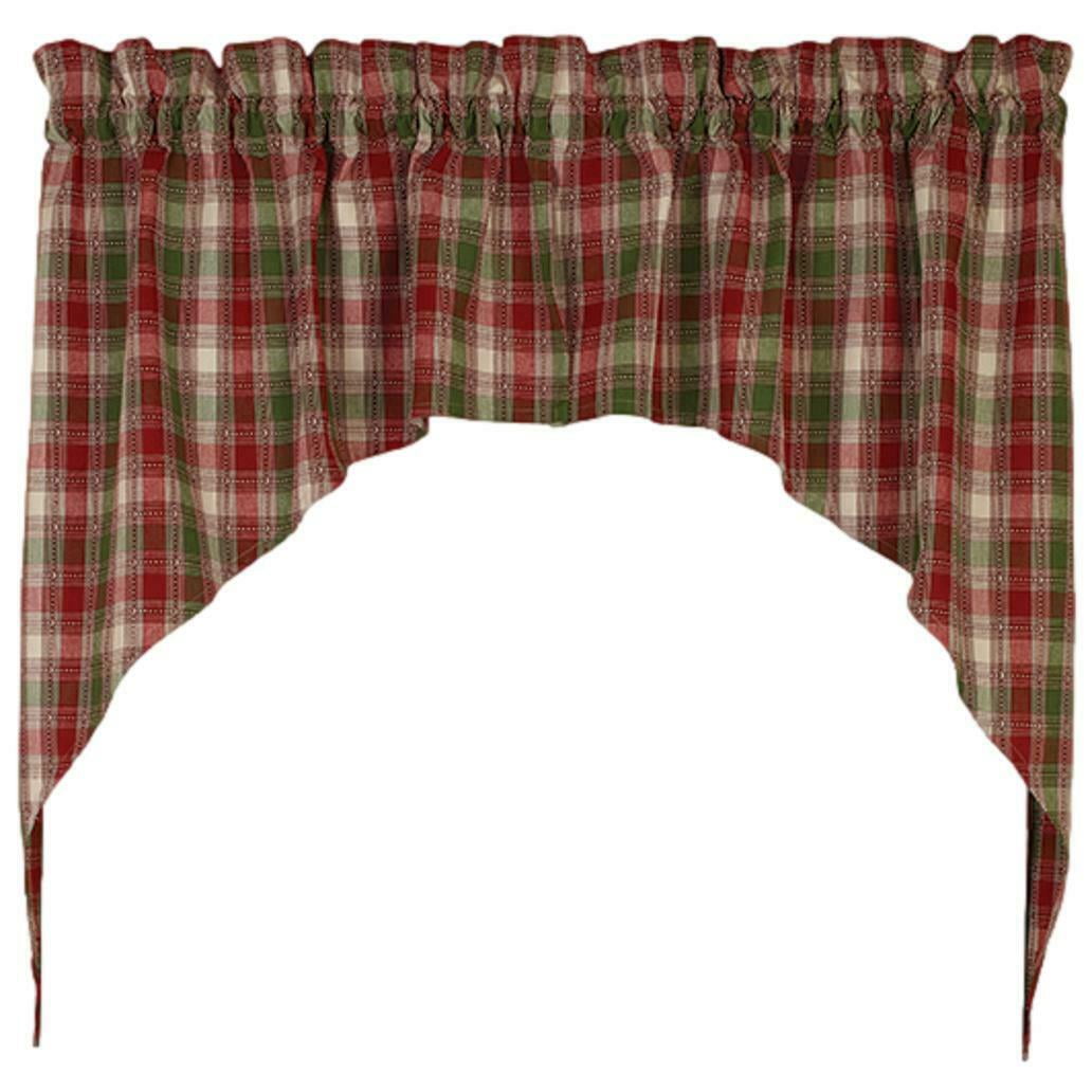 CEDAR RIDGE Red & Green Check Window Swag Valance, by The Country House ...