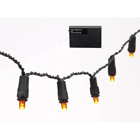 LED Orange Battery Operated Halloween String Lights Indoor Outdoor Two ...