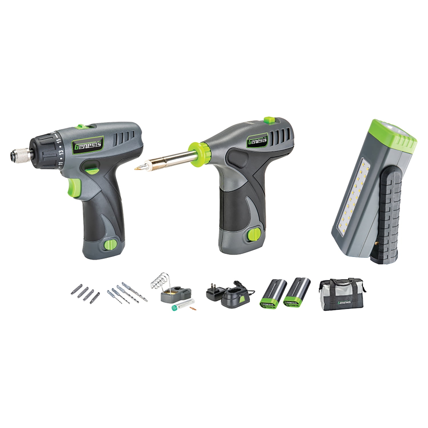 Genesis RPIGL0831CK2 8-Volt Li-Ion 3-Piece Cordless Tool Kit with ...