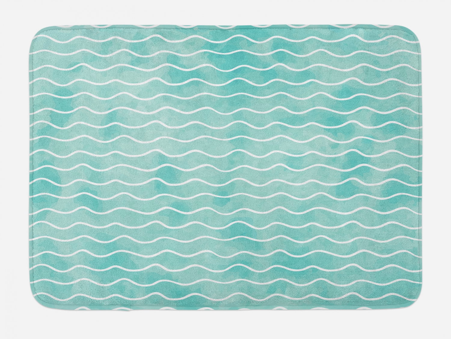 Nautical Bath Mat, Soft Pastel Colored Ocean Sea Waves Pattern Summer ...