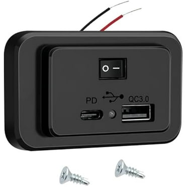 12V USB C Car Charger Socket, 12V USB Outlet, 48W PD Type C & QC 3.0 12 ...