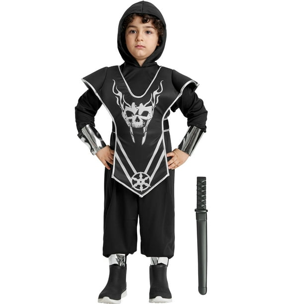 IKALI Kids Boys Dragon Ninja Costume, Samurai Warrior's Halloween Role ...