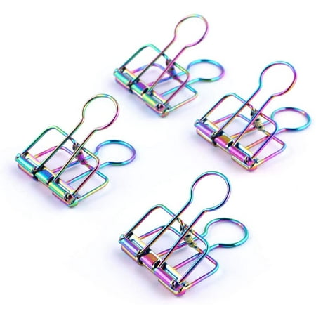 Binder Clips, Wire Clips, Hollow Paper Clips, Fancy Rainbow Colors, for ...