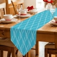 Blue Moire Waves Table Runner Linen Burlap Table Runner 72 Inches Long ...