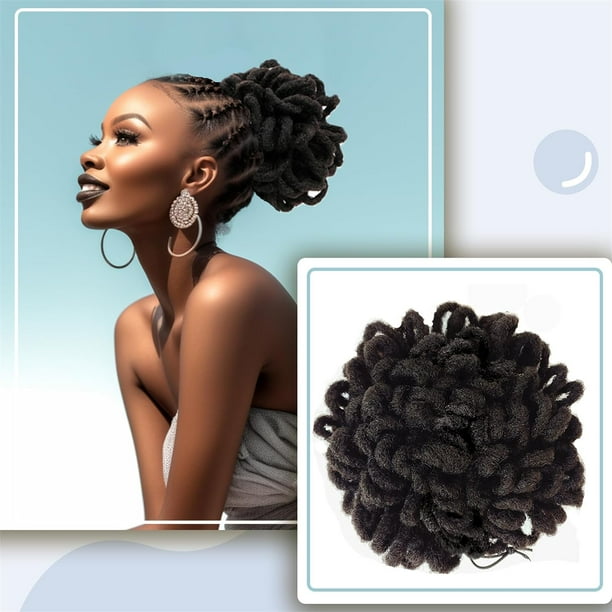 HSHDLDF DreadLock Bun, Afro High Puff Drawstring Ponytail Hair Bun ...