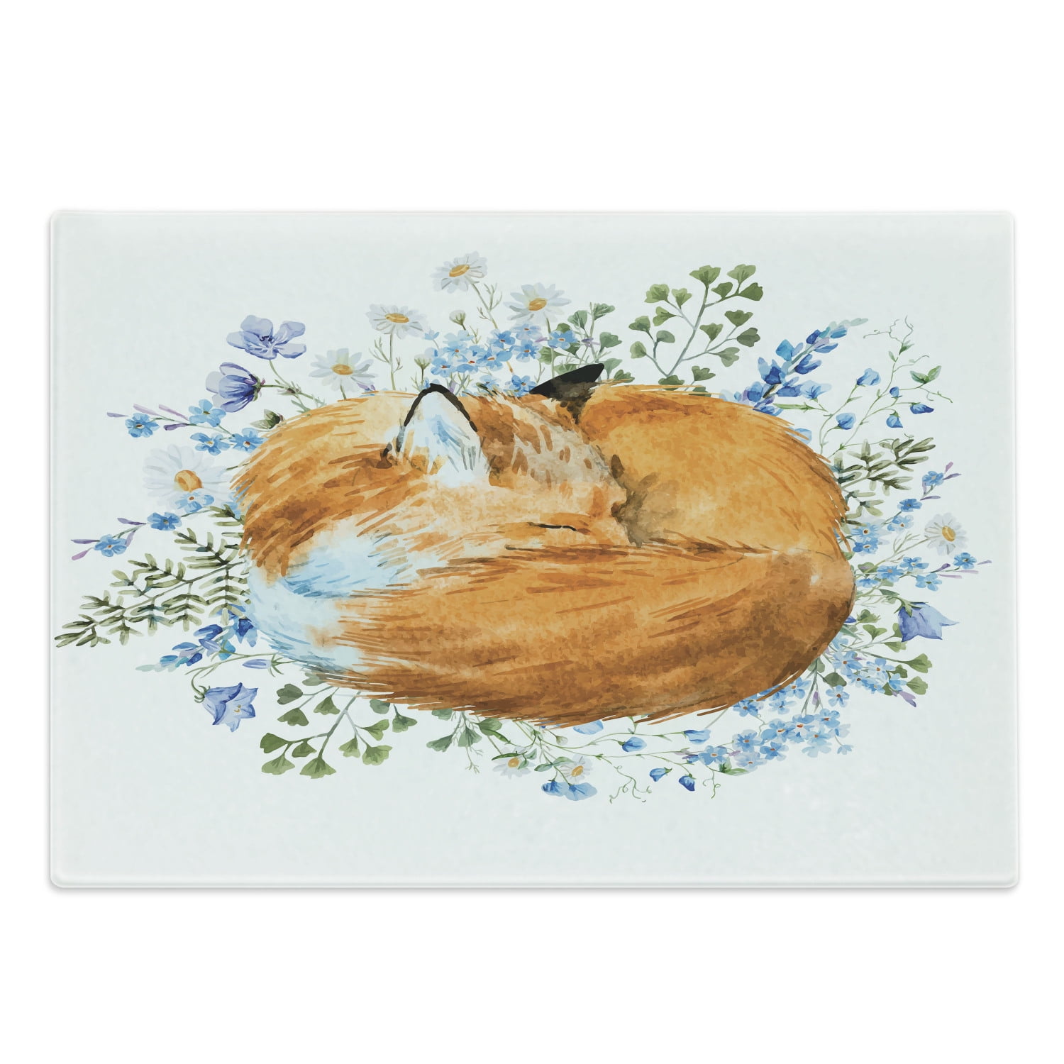 Fox Cutting Board, Sleeping Fox in Watercolors Hand Drawn Fresh Wild ...