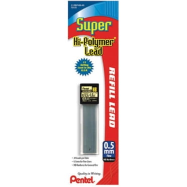 Pentel Super Hi Polymer 2B Lead Refill, Fine Point, 0.5 mm, 12 Count ...