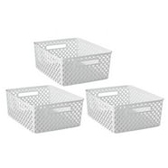 Curver Jute Smedium Basket, Resin Plastic Storage Bin, Grey Flannel, 4 ...