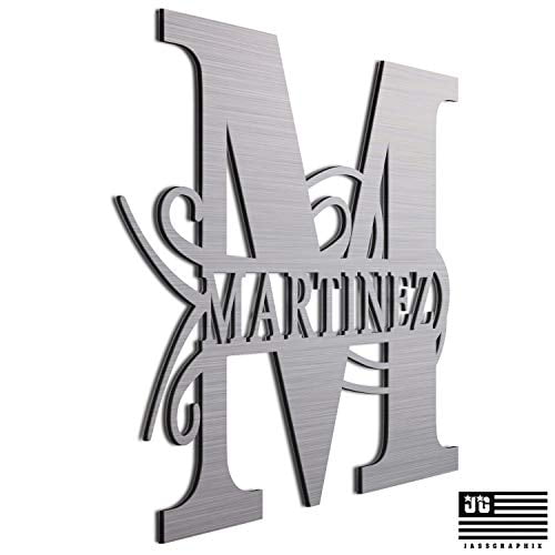 JASS GRAPHIX Martinez 12" Brushed Aluminum Monogrammed Sign Door Wall ...