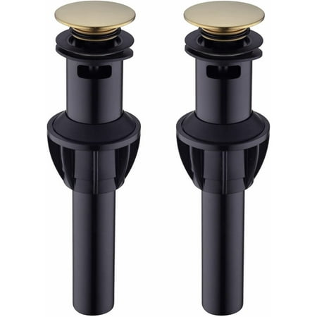 2 Pack Brushed Gold Pop up Drain Stopper with Overflow, Detachable Hair ...