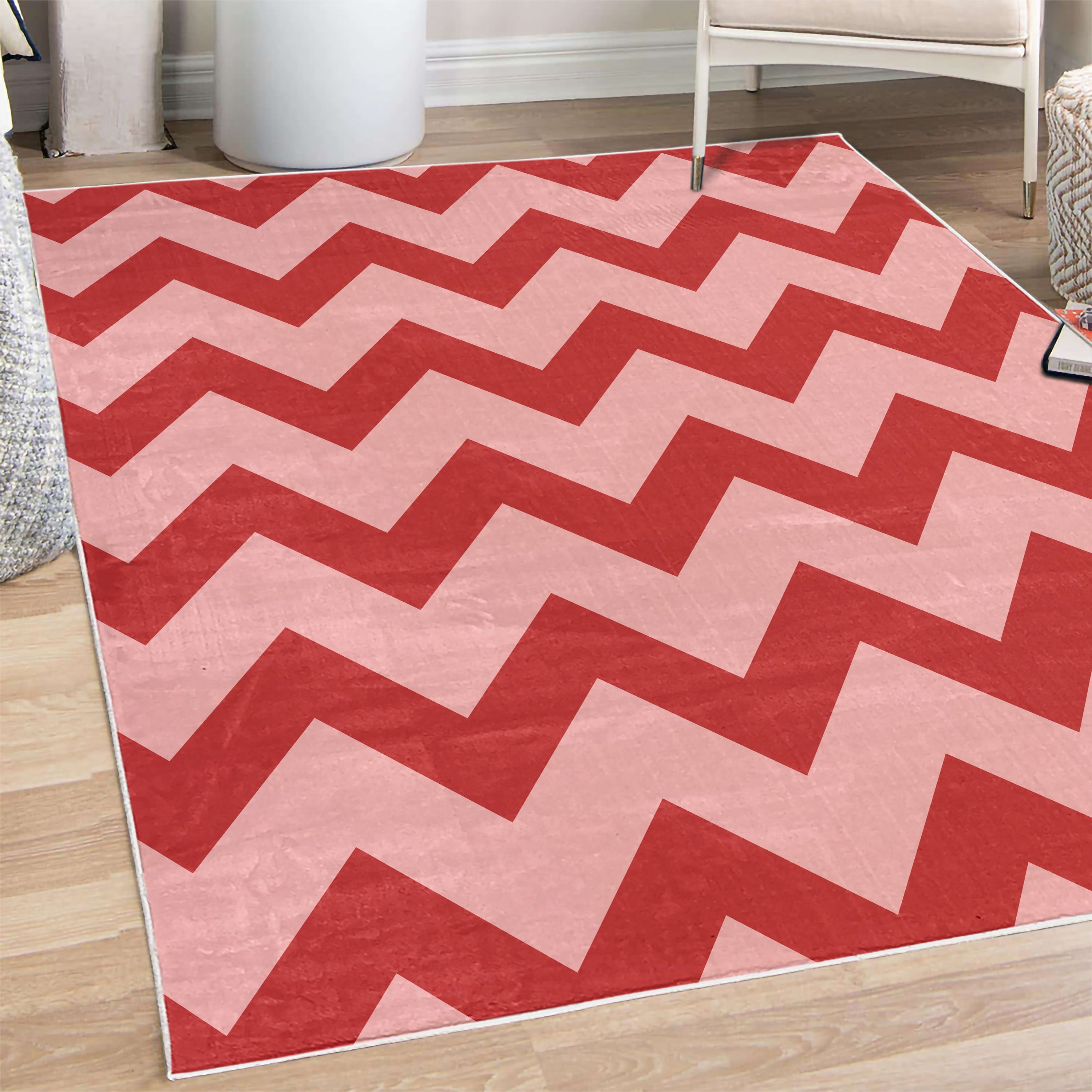 Shapes Decorative Rug, Chevron Pattern Classic Geometrical Horizontal ...