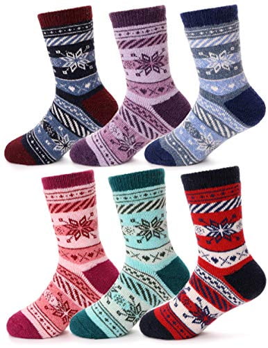 Kids Wool Socks for Boys Toddlers Girls Warm Winter Hiking Thick Cozy ...