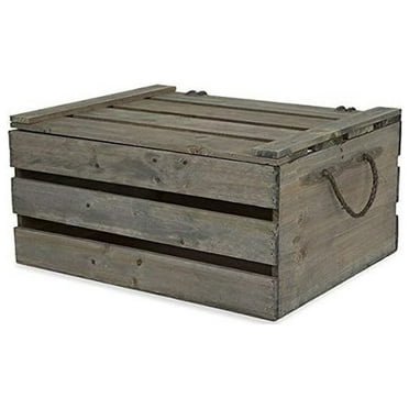 Wooden Crate Storage Box with Lid - Large 15in - Walmart.com