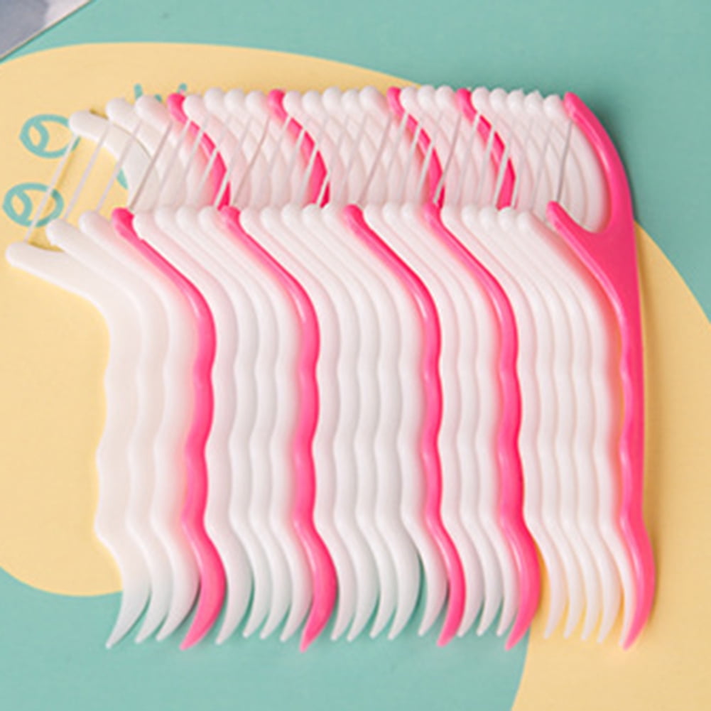 GROFRY 100 Pcs Dental Floss Teeth Plastic Toothpicks Stick Oral Care ...