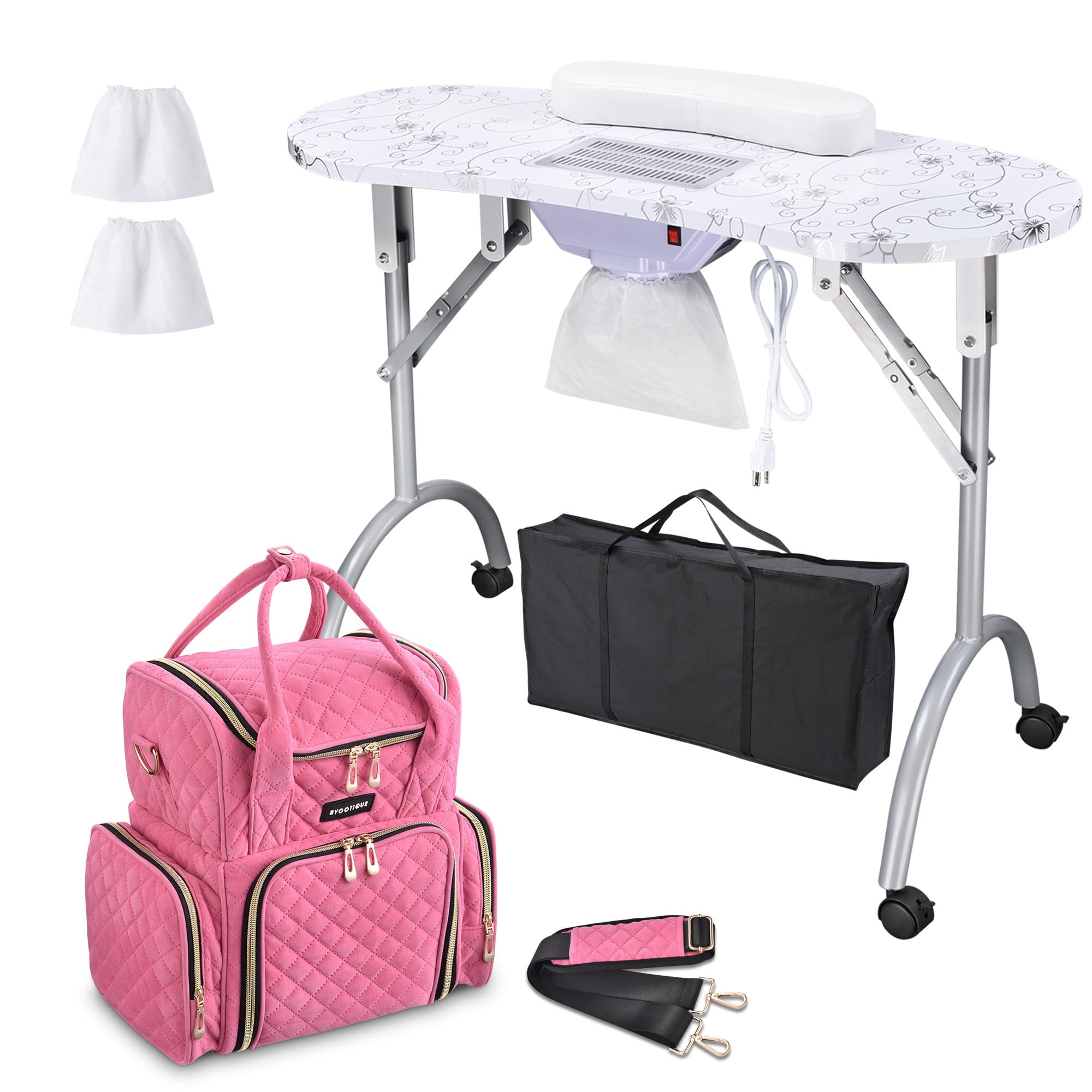 Byootique Folding Manicure Table Nail Polish Case Kit with Built-in ...