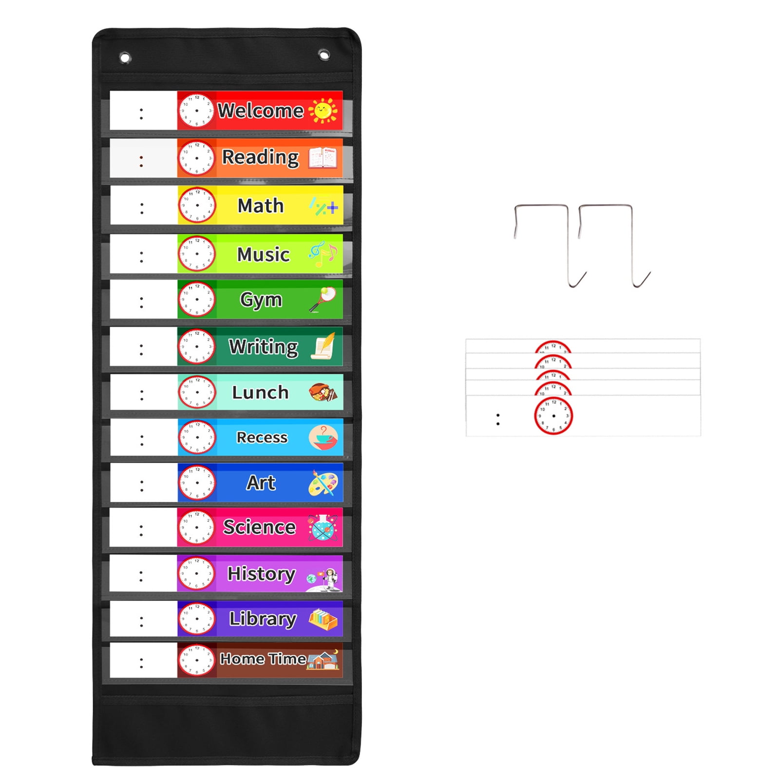 13+1 Pocket Schedule Pocket Chart- with 18 Dry-Erase Cards, Classroom ...