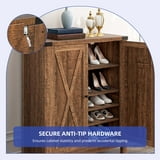 ModFusion Farmhouse Shoe Cabinet with Barn Doors - 5-Tier Wood Shoe ...
