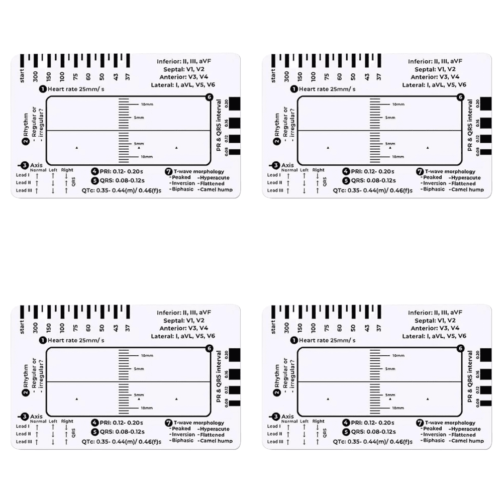 7 pasos de la regla ECG transparente de calibradores transparentes ...