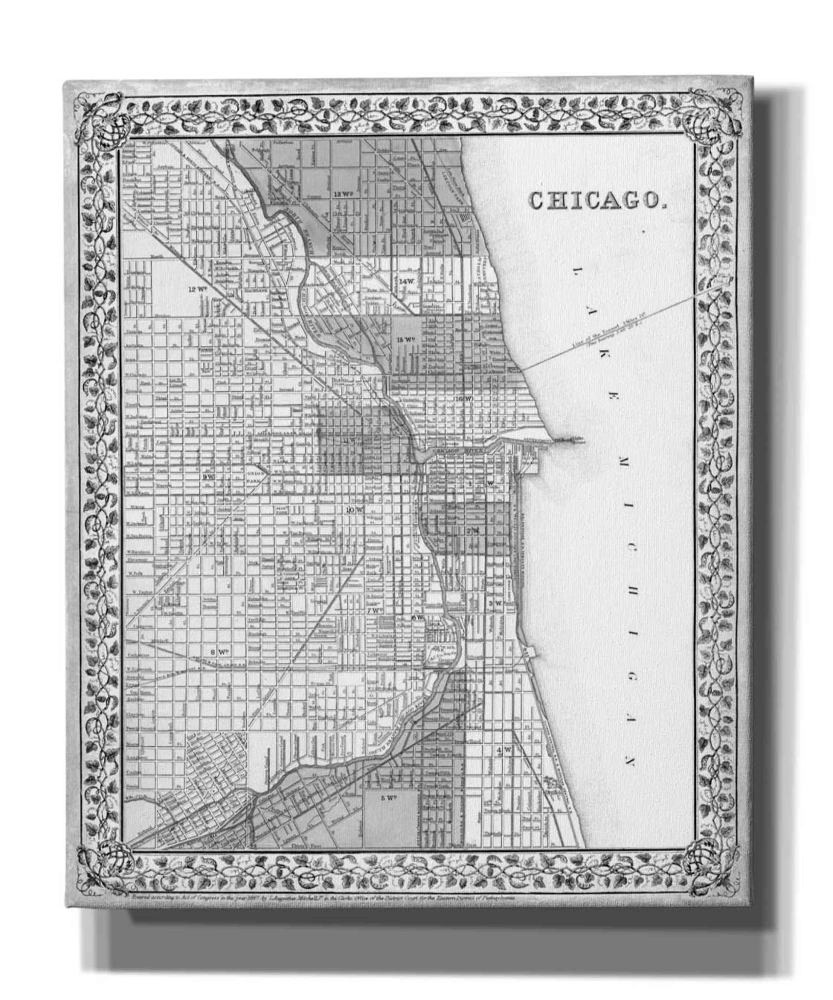 Epic Graffiti 'Plan of Chicago' by Mitchell, Acrylic Glass Wall Art, 20 ...