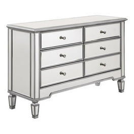 Elegant Decor Reflexion 5 Drawer 48 Mirrored Chest in Antique Silver Walmart