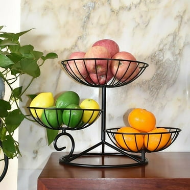 Miumaeov Gold Fruit Plate 3 Tier Kitchen Fruit Vegetables Basket ...