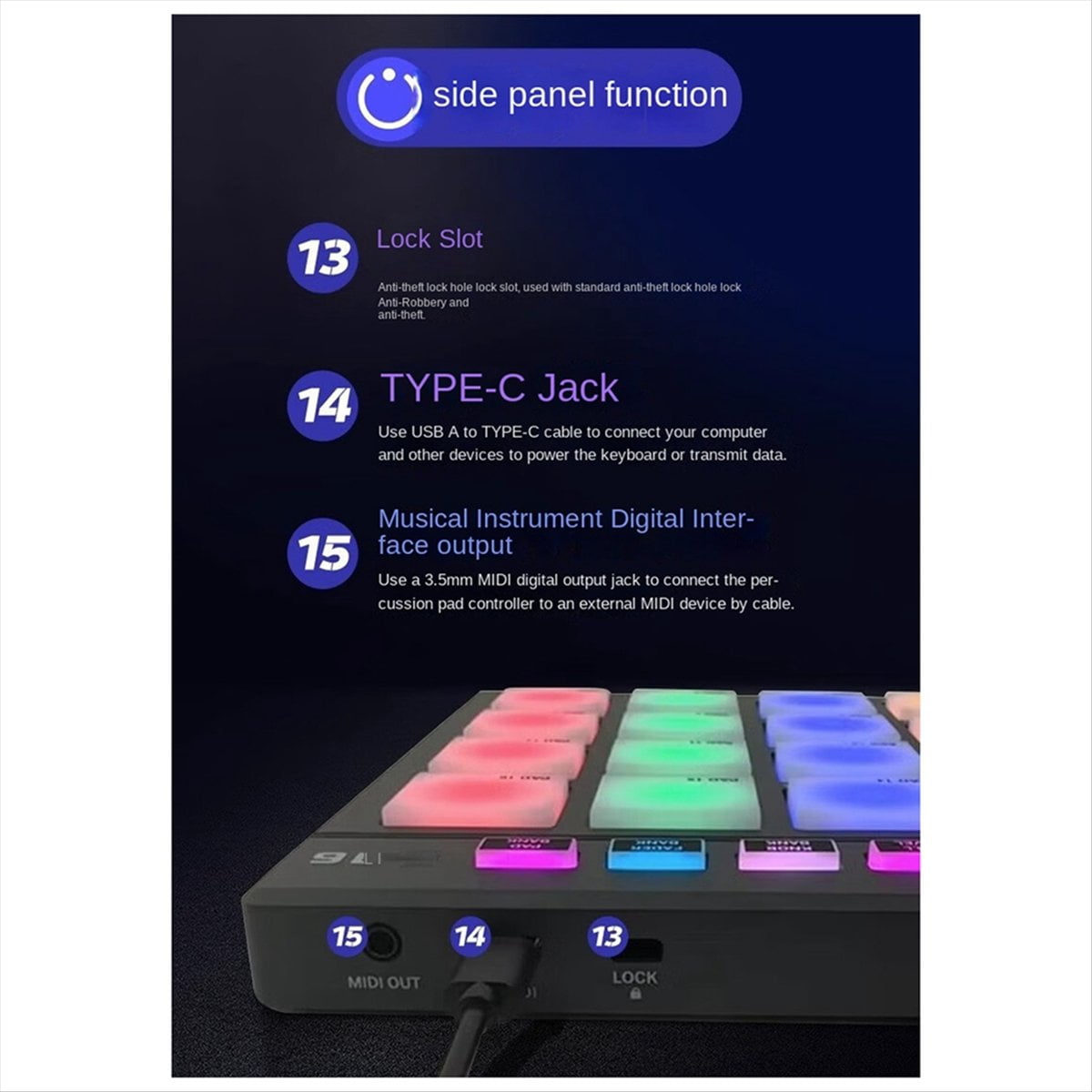Pad de Percusión de Teclado MIDI B16 - para Arreglos de Controlador de ...