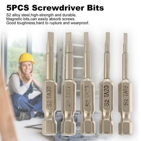 5 PCS S2 Steel Magnetic Triangle Head Screwdriver Bits 50mm 1/4 Hex ...