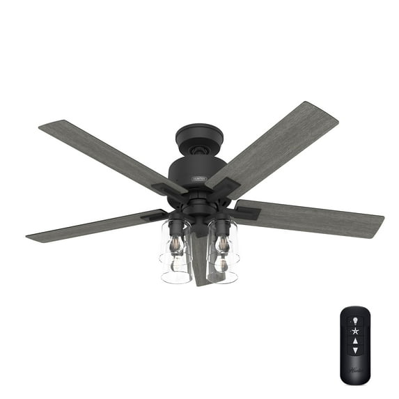 Restored Hunter Fan 52 inch Casual Matte Black Indoor Ceiling Fan with ...