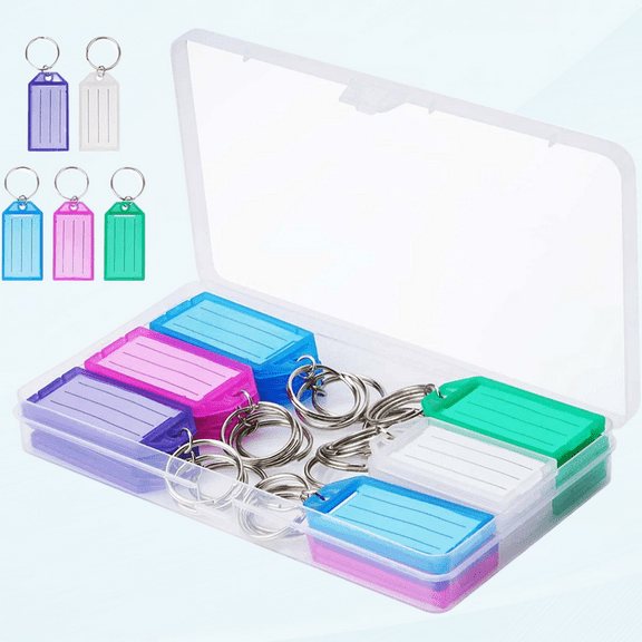 16 Pack Plastic Key Tags, Key Labels with Ring and Label Window, 8 ...