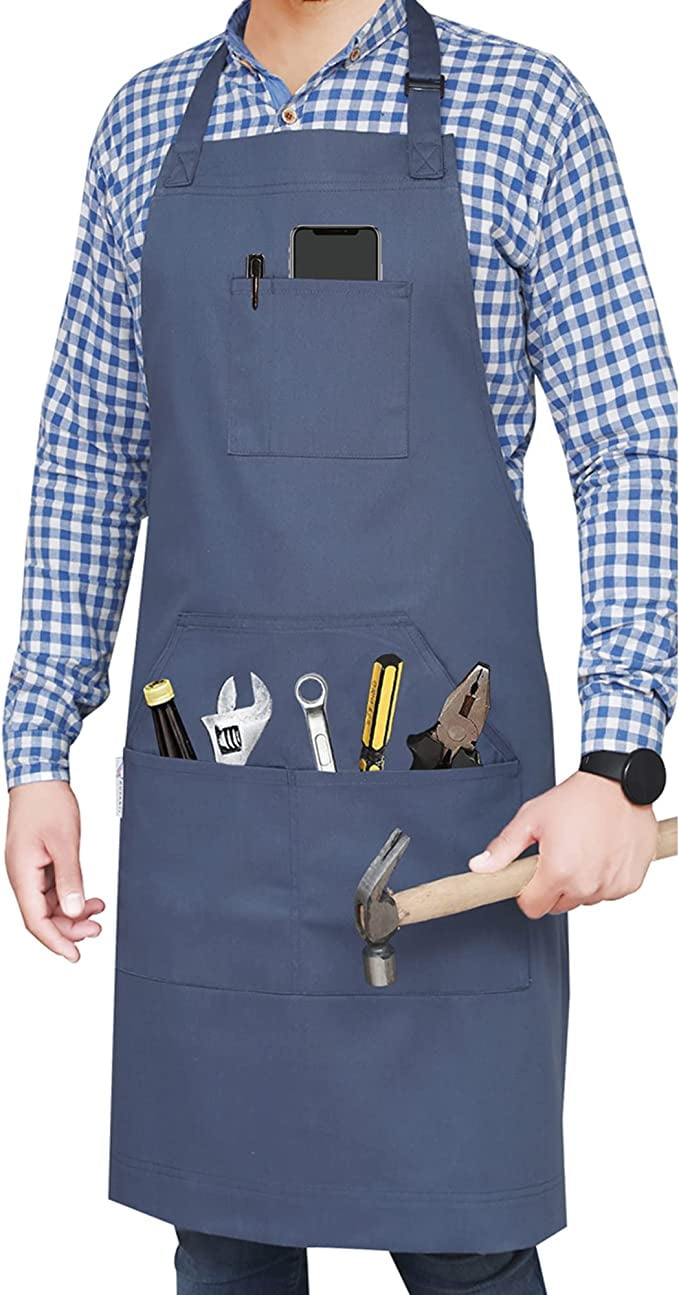 Ruvanti Aprons for Men, Women with Pockets Cotton Enrich Durable Large ...