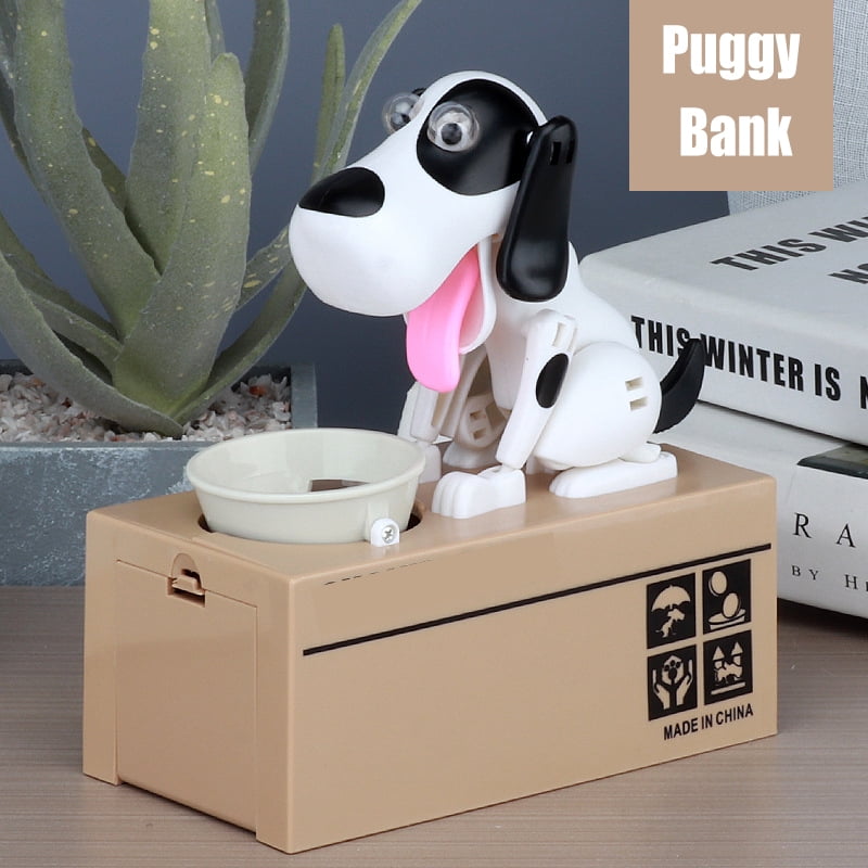 Little Dog Puggy Bank Battery Powered Robotic Coin Munching Toy Money ...