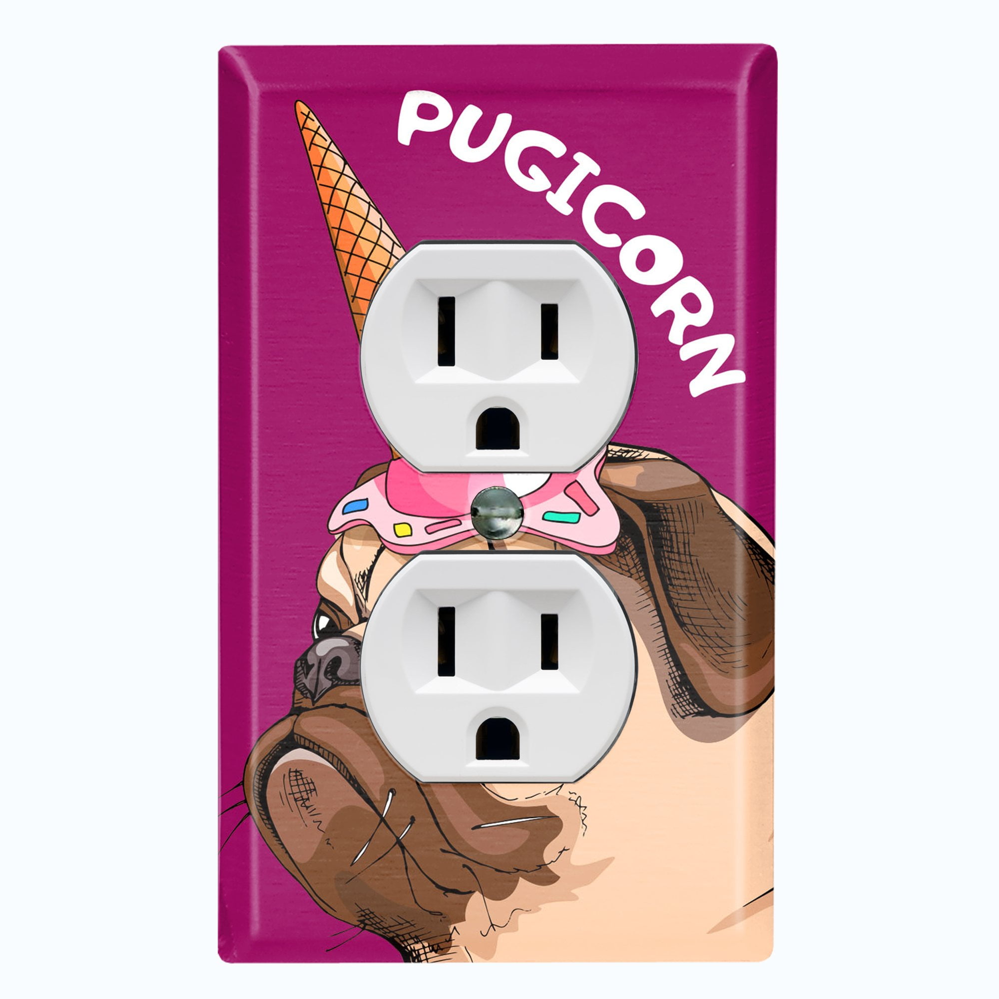 Metal Light Switch Plate Cover Ice Cream Pug Unicorn Purple DOG046 ...