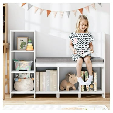Tolead Children's Bookcase with Reading Nook, Seat Cushion & Toy ...