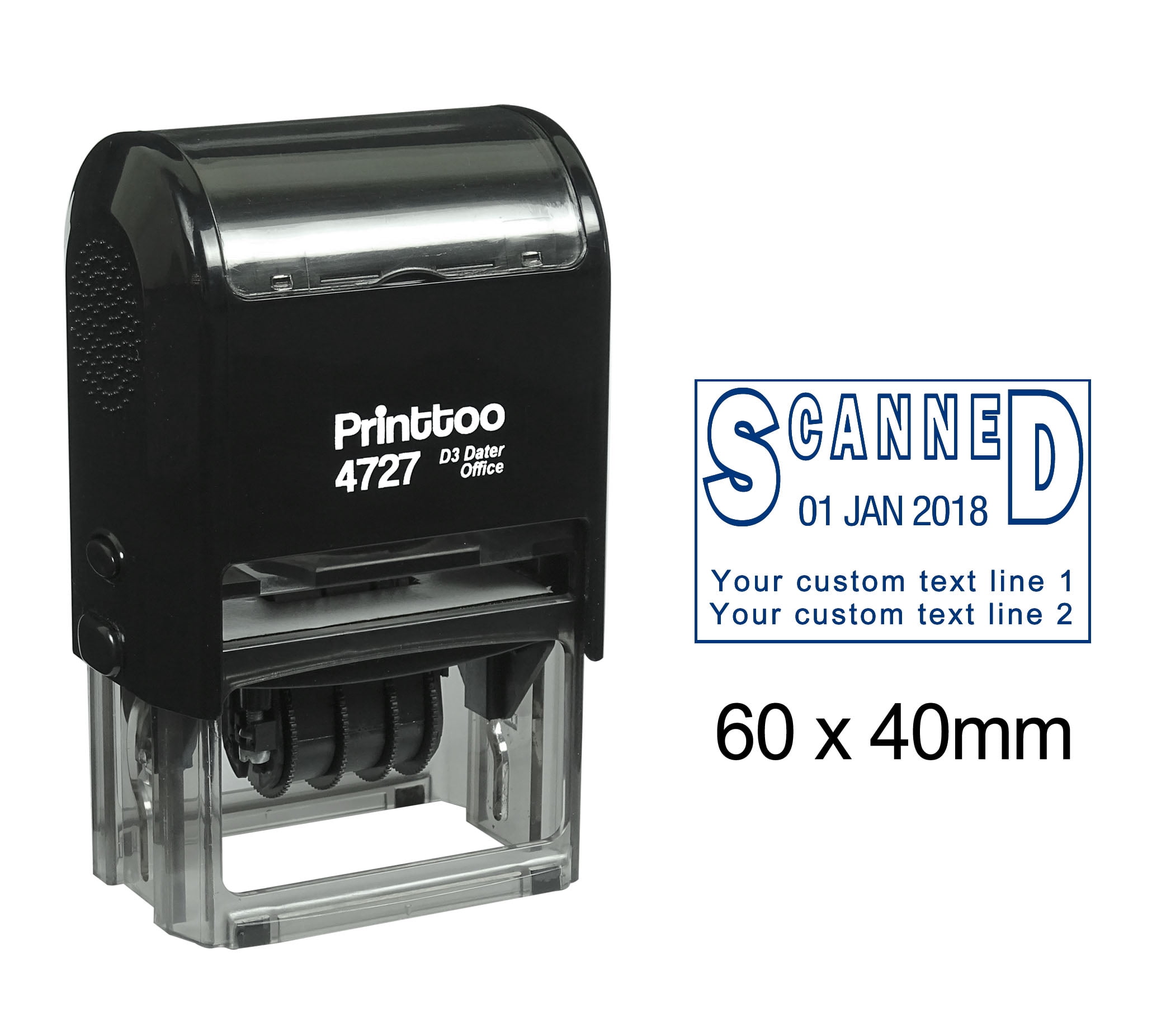 Printtoo Dater Stamp Self Inking With Scanned & Custom Text Line Office ...