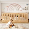 LHYY Full Size Floor Bed with High Fence for ,Solid Wood Bed with Door ...
