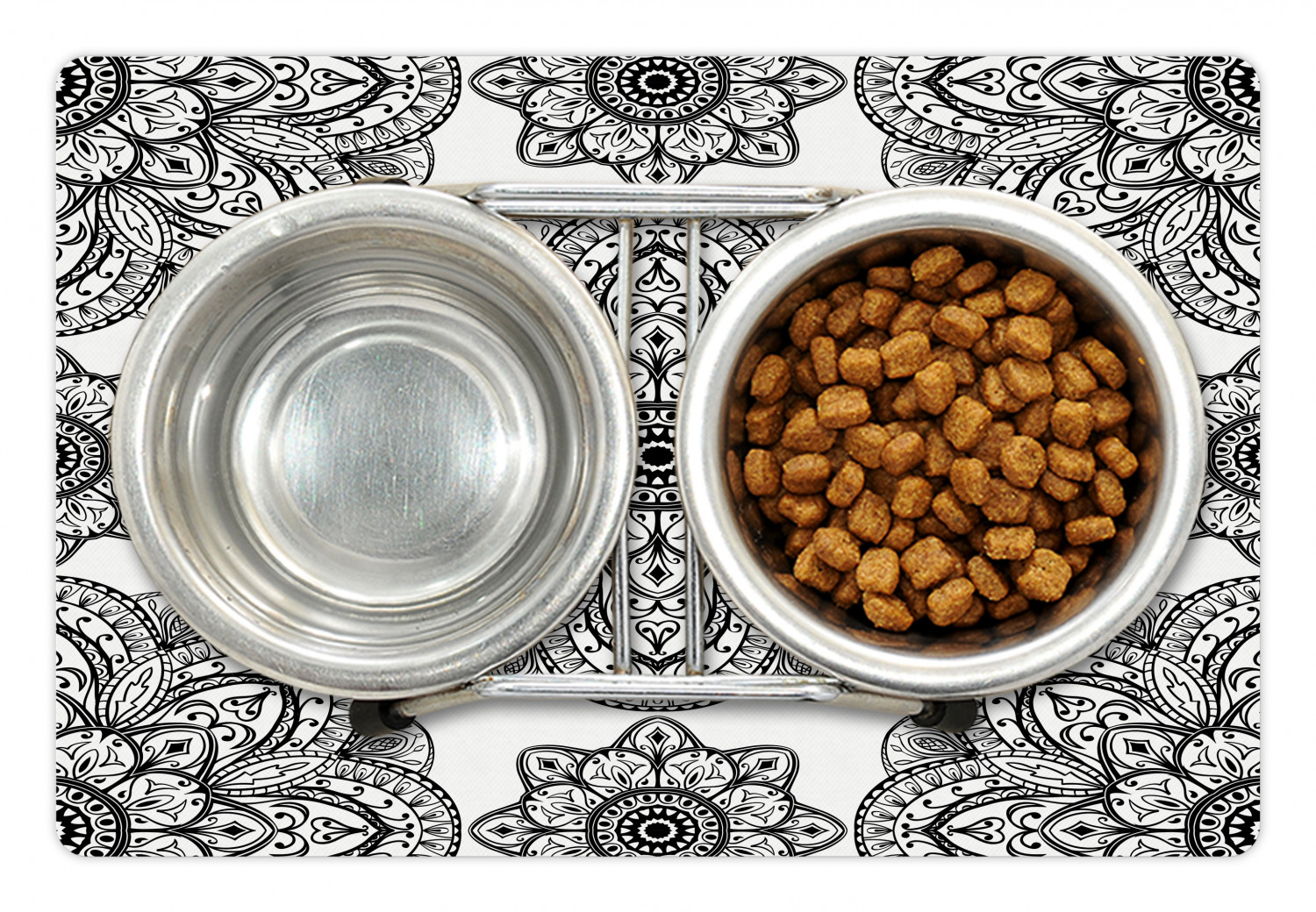 Mandala Pet Mat for Food and Water, Ornate Pattern of Mandala with ...